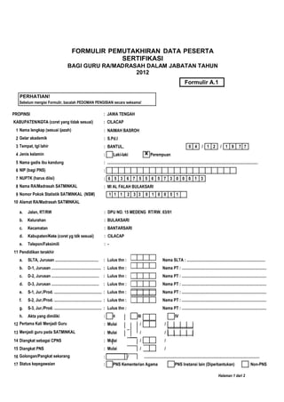 Formulir pemutakhiran a.1 | PDF