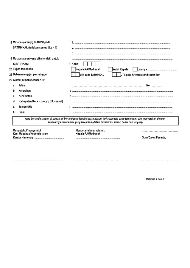 Formulir pemutakhiran a.1 | PDF