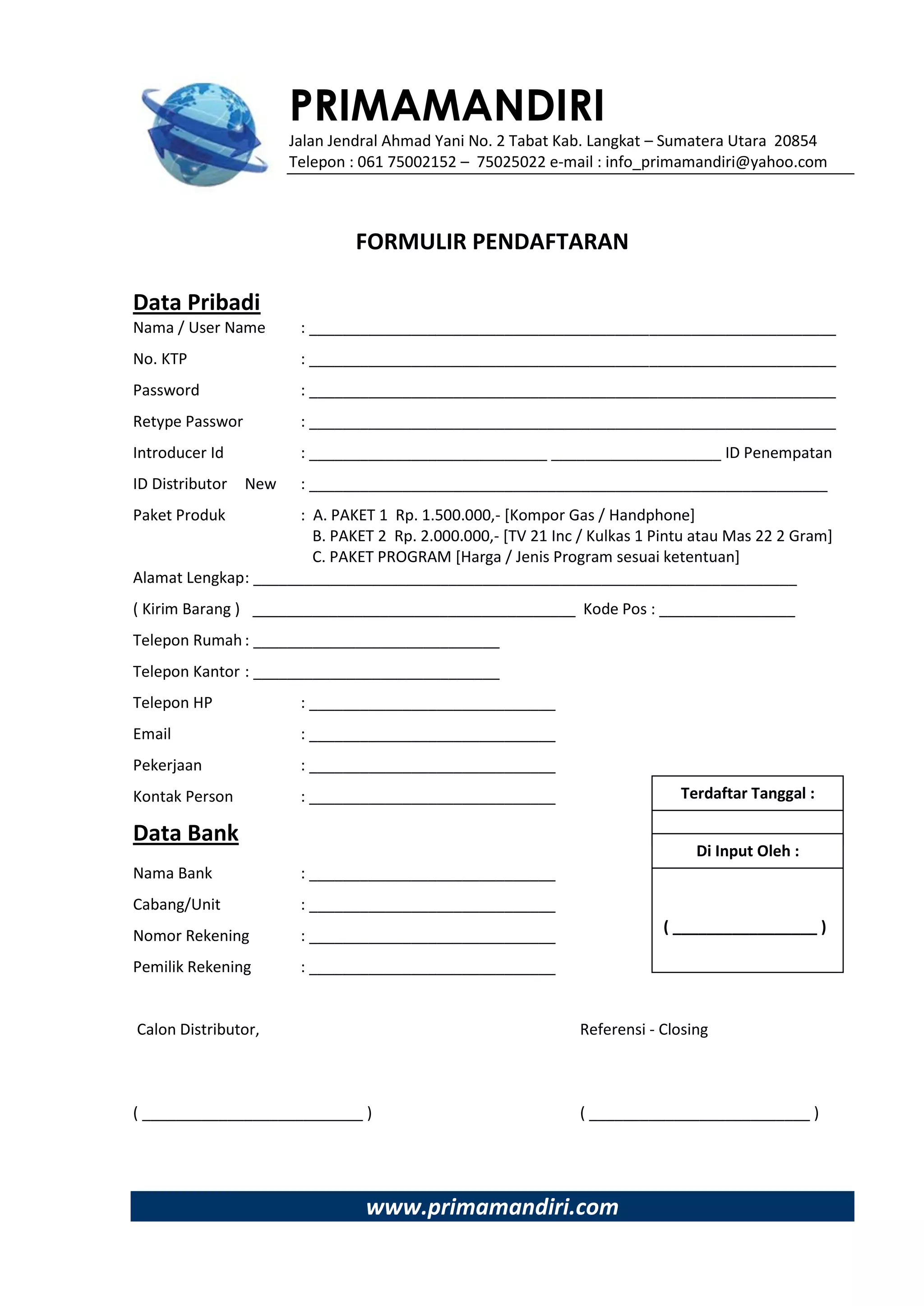 Formulir pendaftaran | PDF