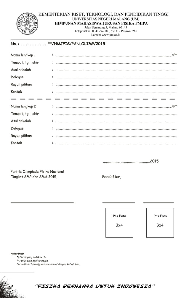 Formulir pendaftaran | DOC