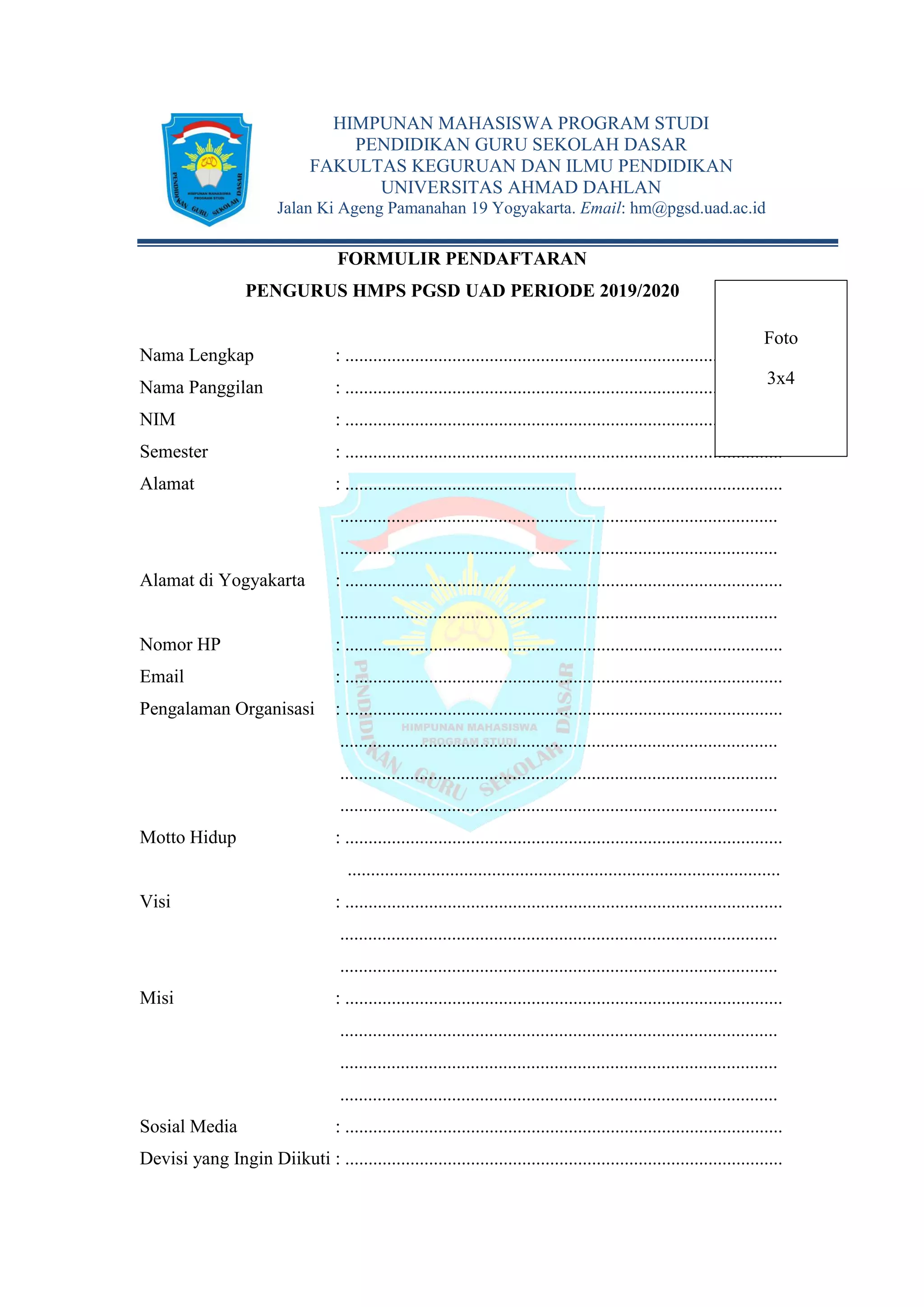Formulir pendaftaran hmps 2019 fix | PDF