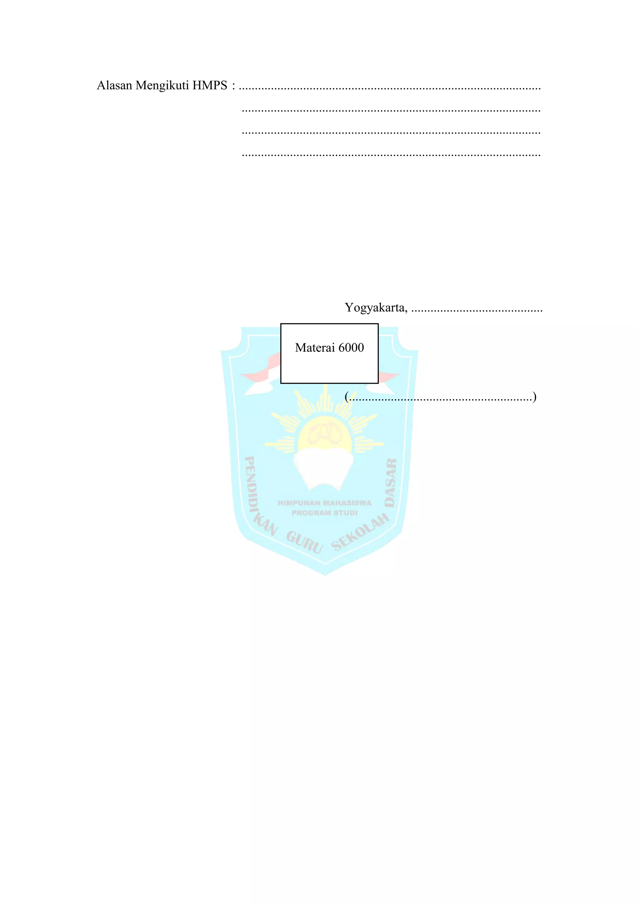 Formulir pendaftaran hmps 2019 fix | PDF