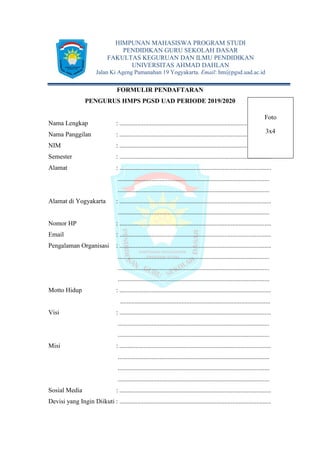 Formulir pendaftaran hmps 2019 fix | PDF