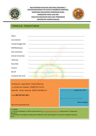 Formulir pendaftaran impasi | PDF