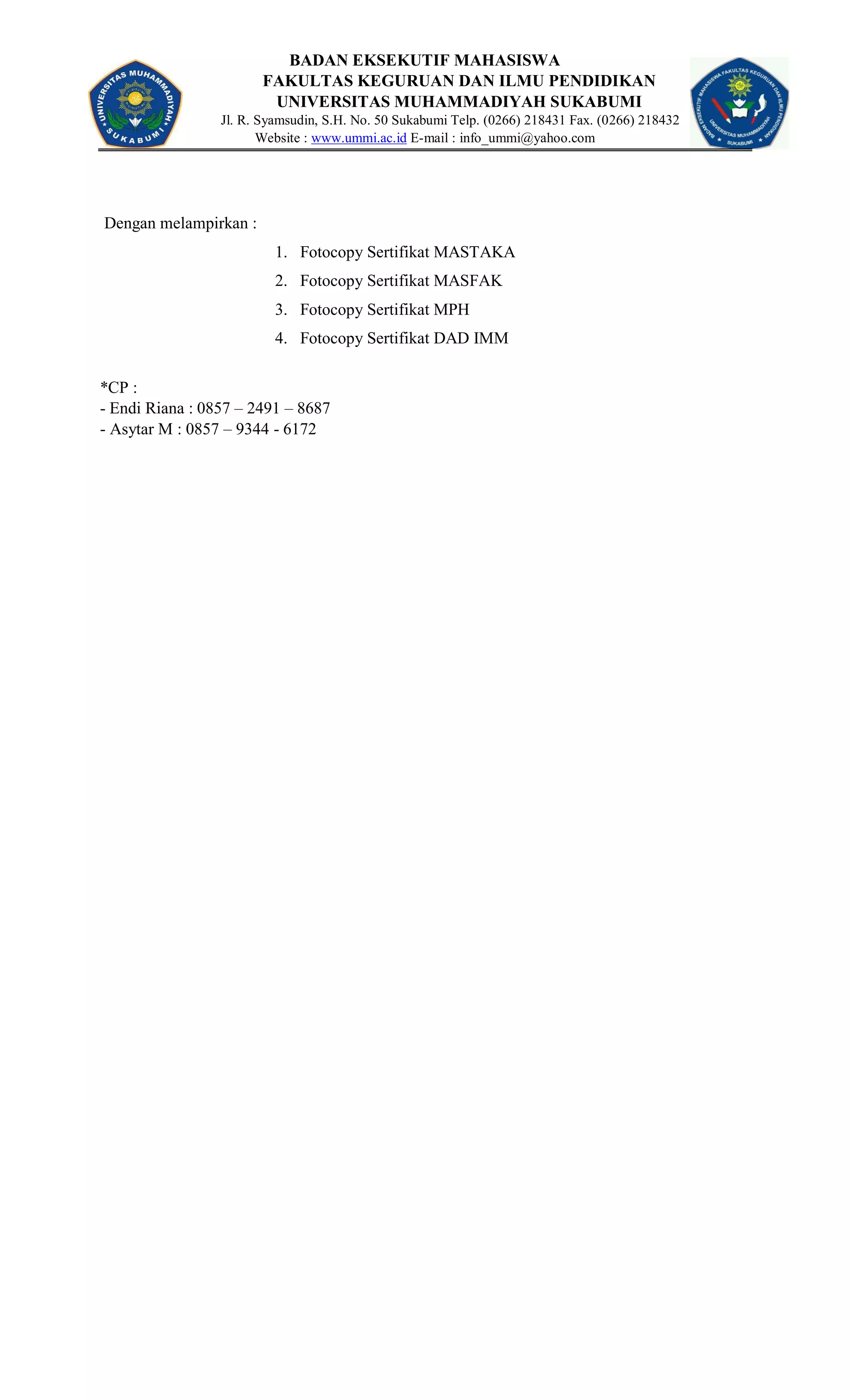 Formulir pendaftaran pengurus bem fkip | PDF