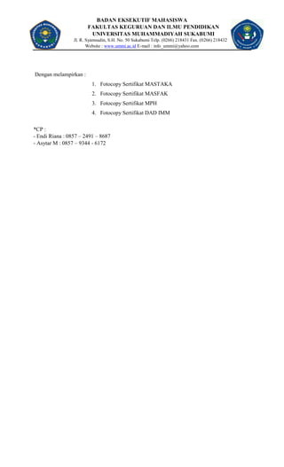 Formulir pendaftaran pengurus bem fkip | PDF