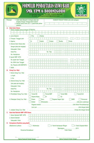 Formulir pendaftaran psb | PDF