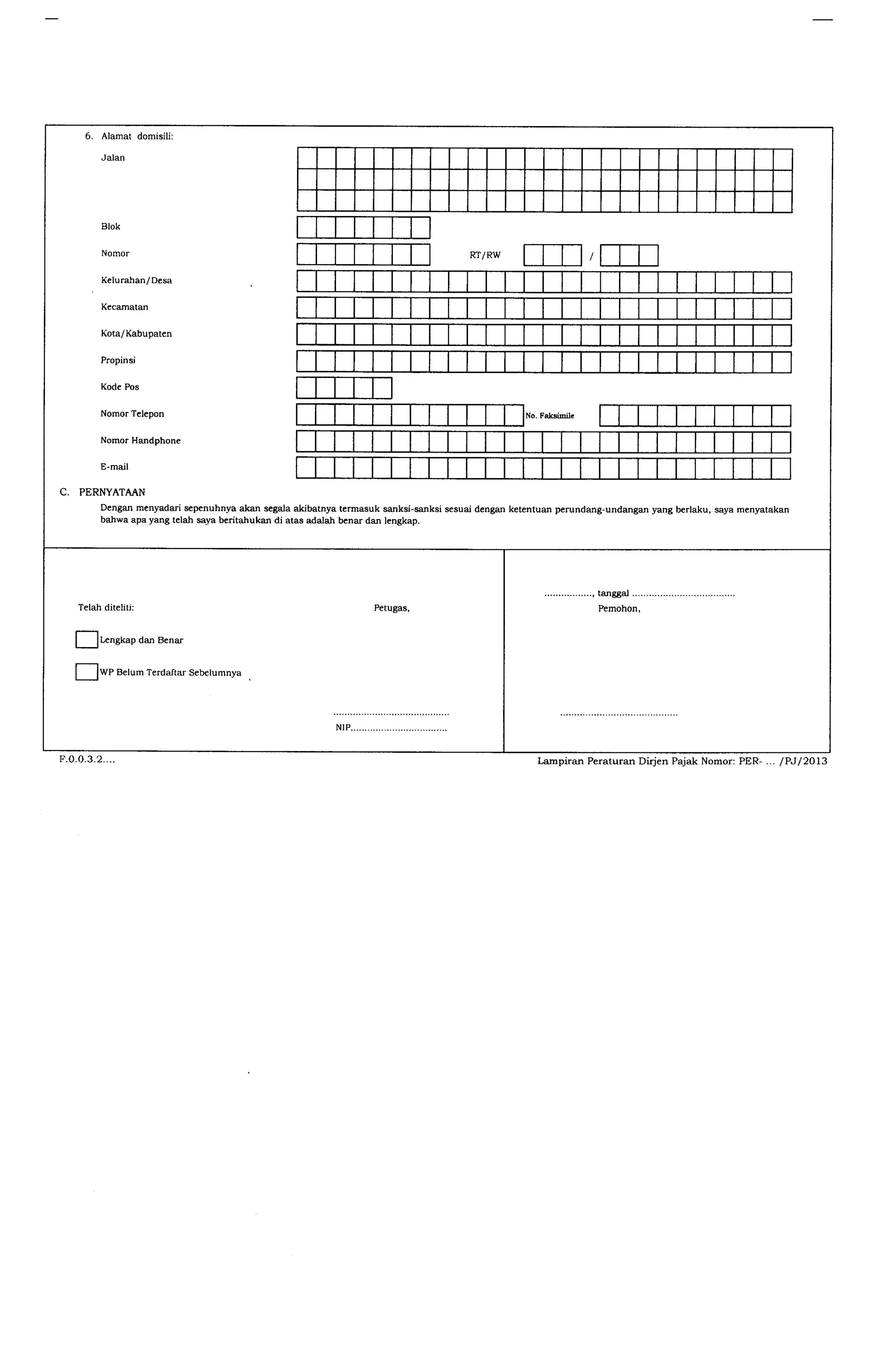 NPWP&NPPKP ::: Formulir pendaftaran wp badan per20 2013 | PDF