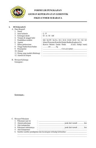 Formulir pengkajian gerontik | PDF