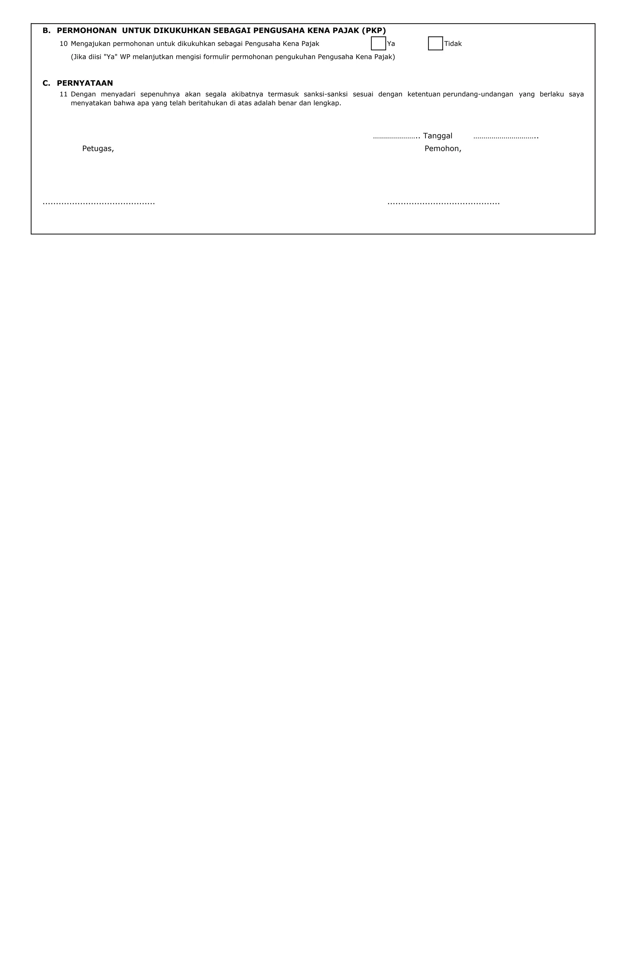 NPWP&NPPKP ::: Formulir permohonan pendaftaran wp untuk badan joint ...