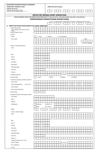 NPWP&NPPKP ::: Formulir permohonan pendaftaran wp untuk badan joint ...