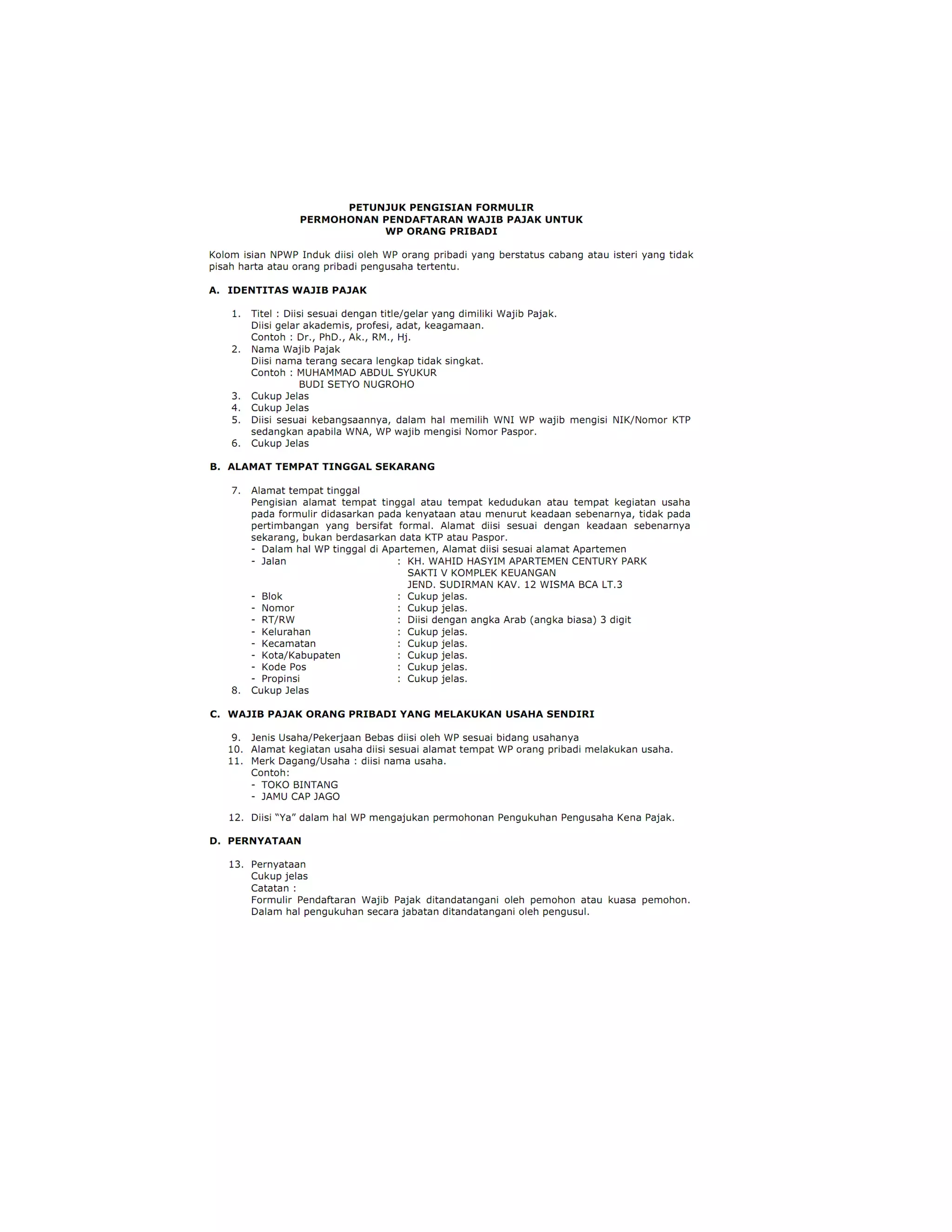 NPWP&NPPKP ::: Formulir permohonan pendaftaran wp untuk orang pribadi ...