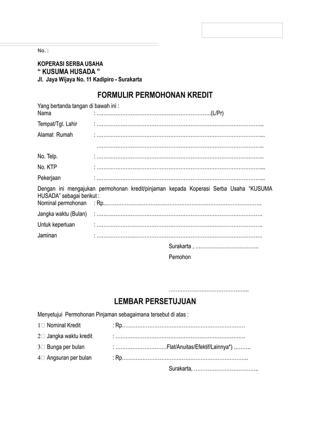 Formulir permohonan pinjaman | RTF