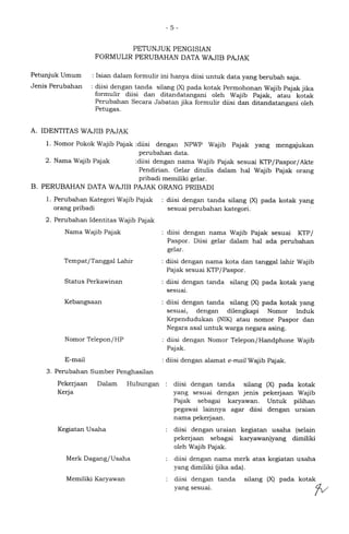 NPWP&NPPKP ::: Formulir perubahan data wp per 20 2013 | PDF
