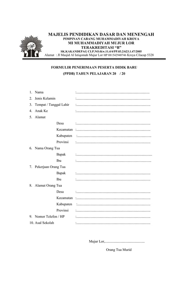 Formulir ppdb | PDF