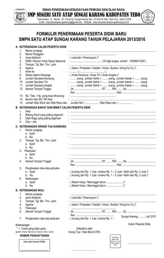 Formulir psb smp. 2015 | PDF