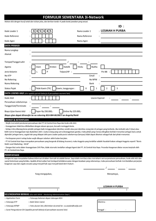 Formulir sementara | PDF