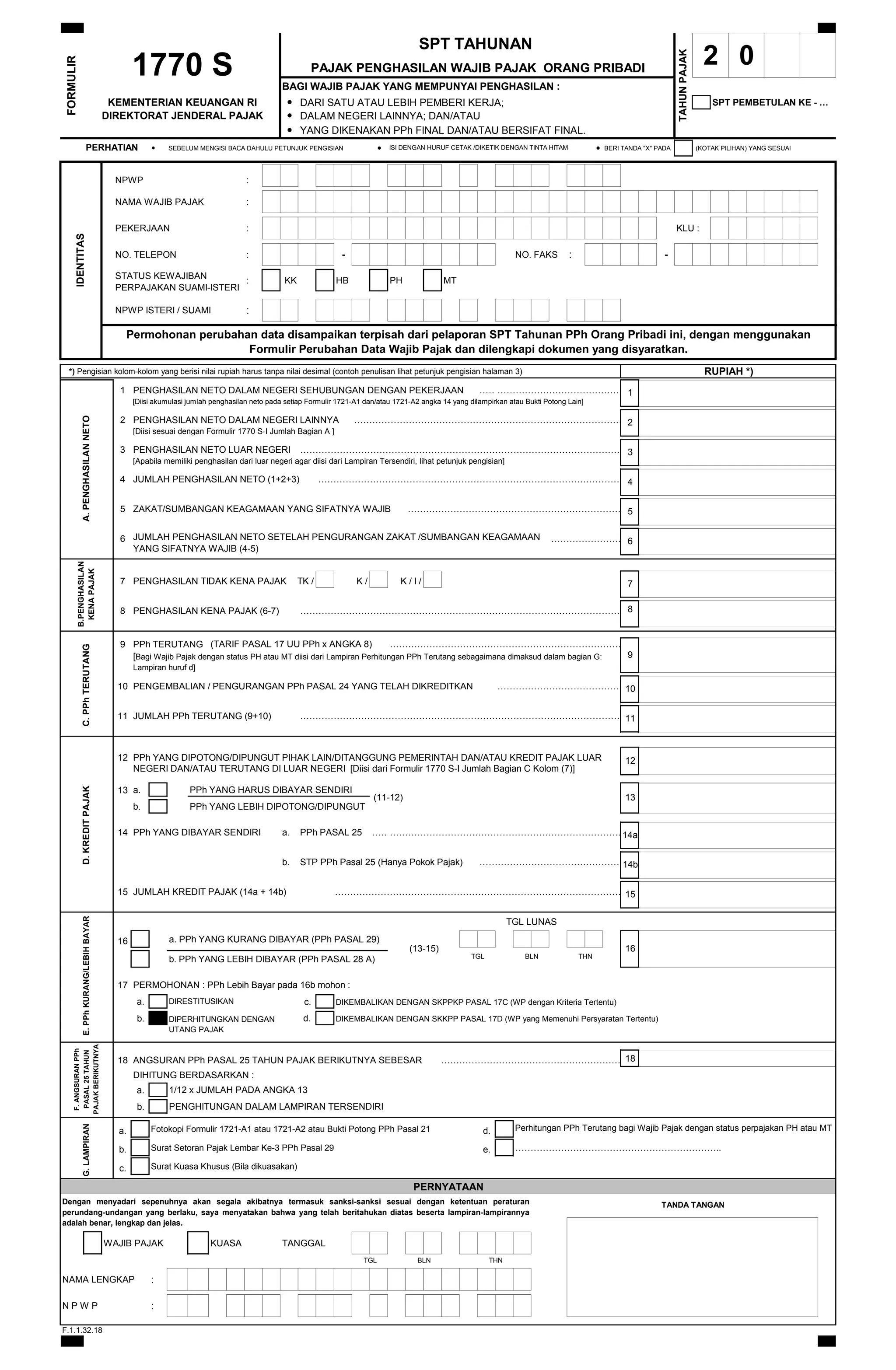Contoh Formulir spt 1770_s_2014 PAJAK PENGHASILAN WAJIB PAJAK ORANG ...