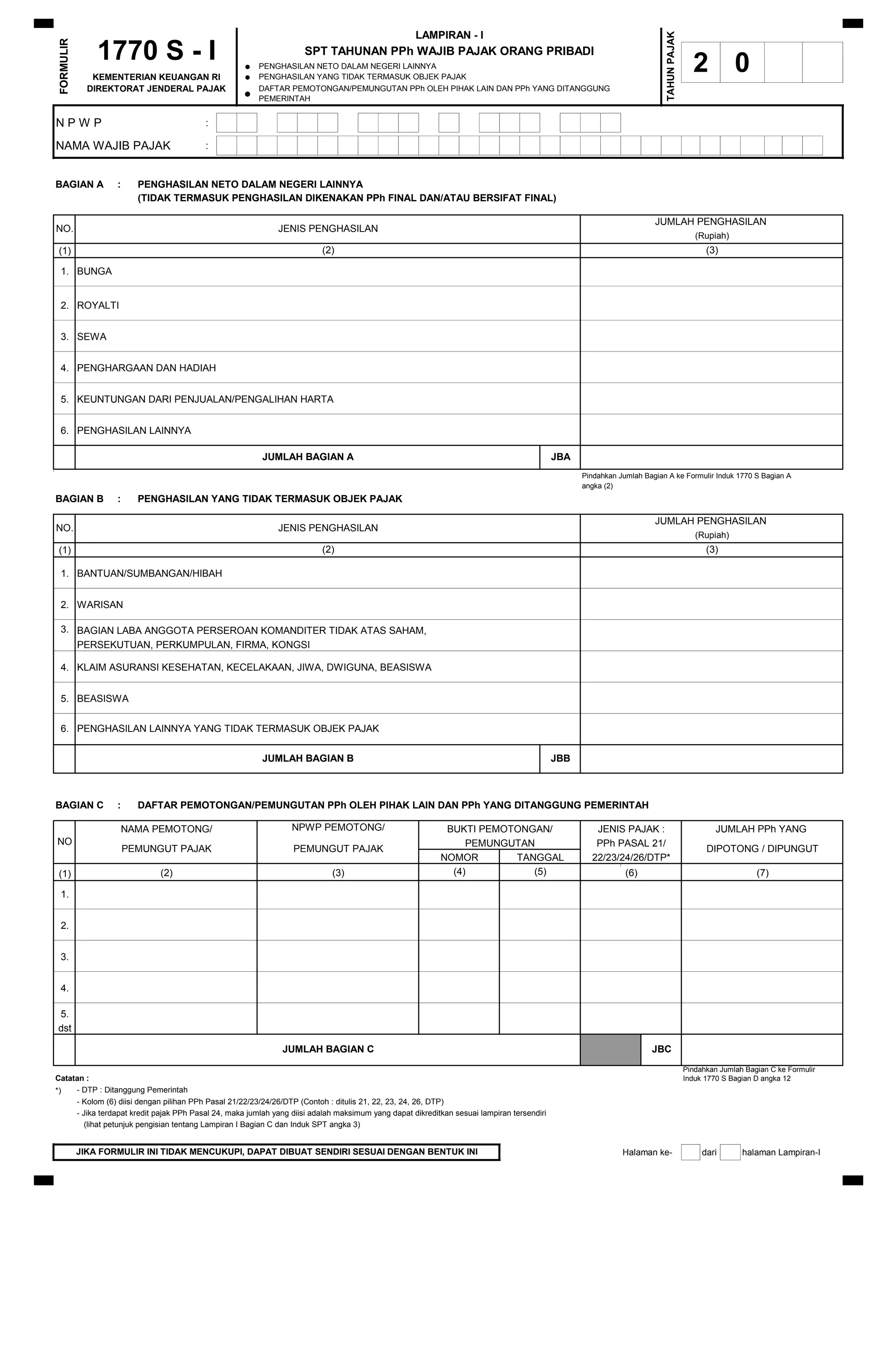Contoh Formulir spt 1770_s_2014 PAJAK PENGHASILAN WAJIB PAJAK ORANG ...