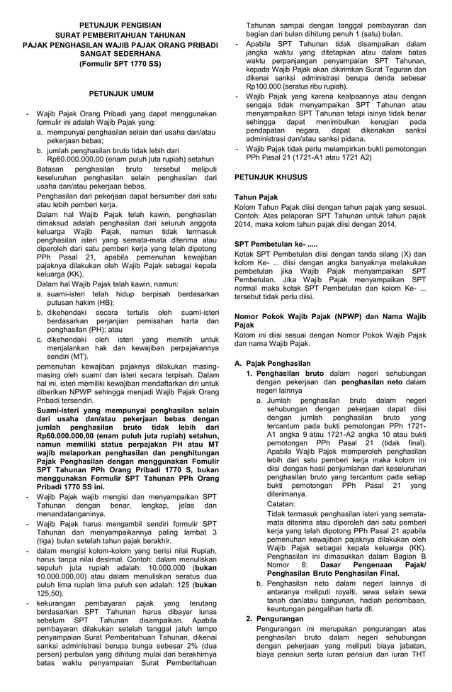 Formulir spt 1770 ss