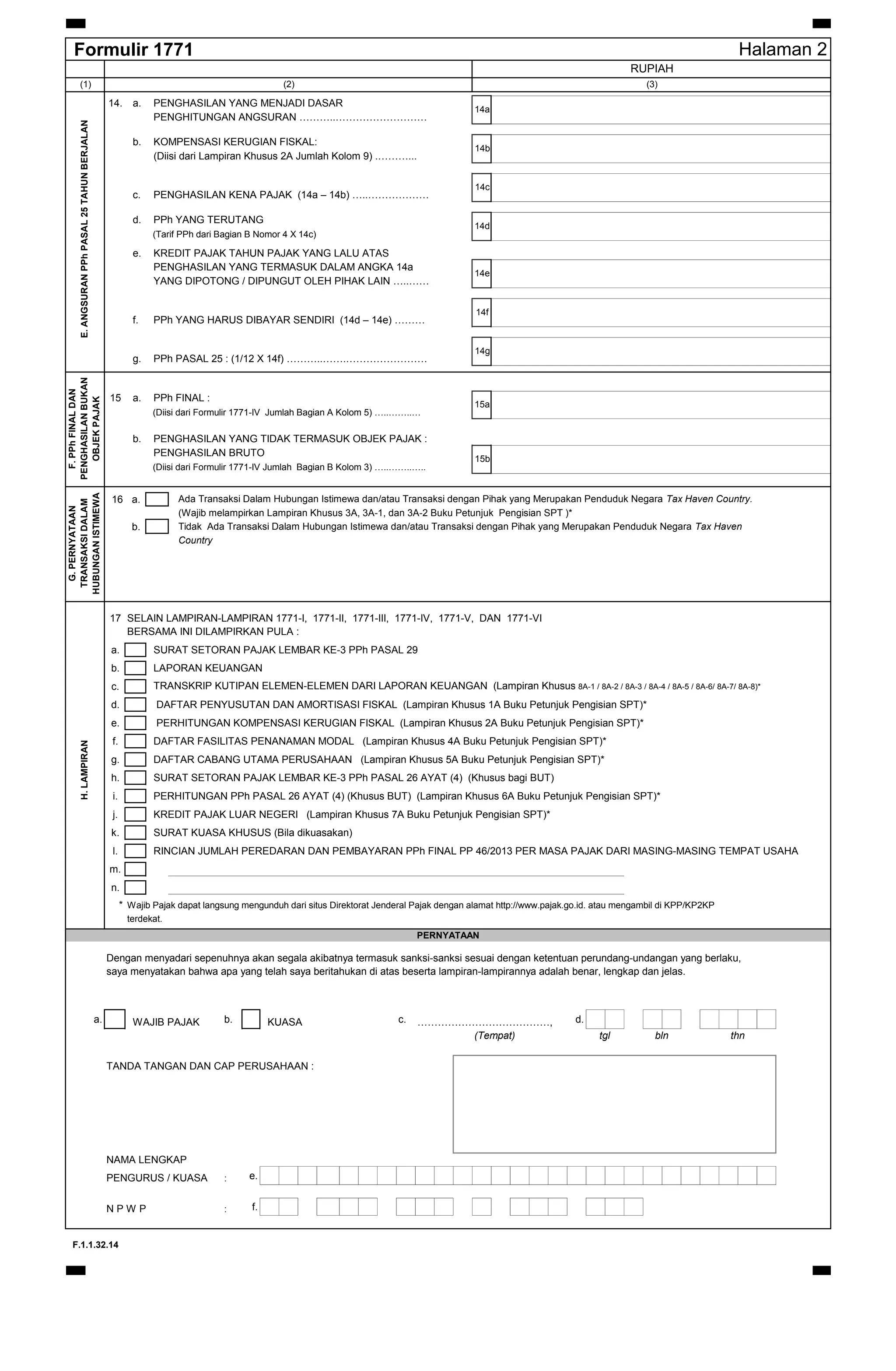 Formulir spt 1771 wp badan | PDF