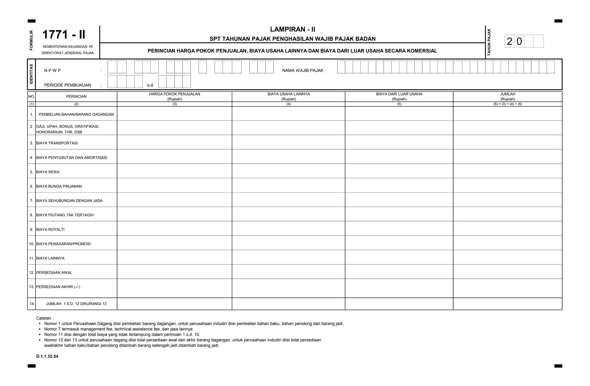 Formulir spt 1771 wp badan | PDF