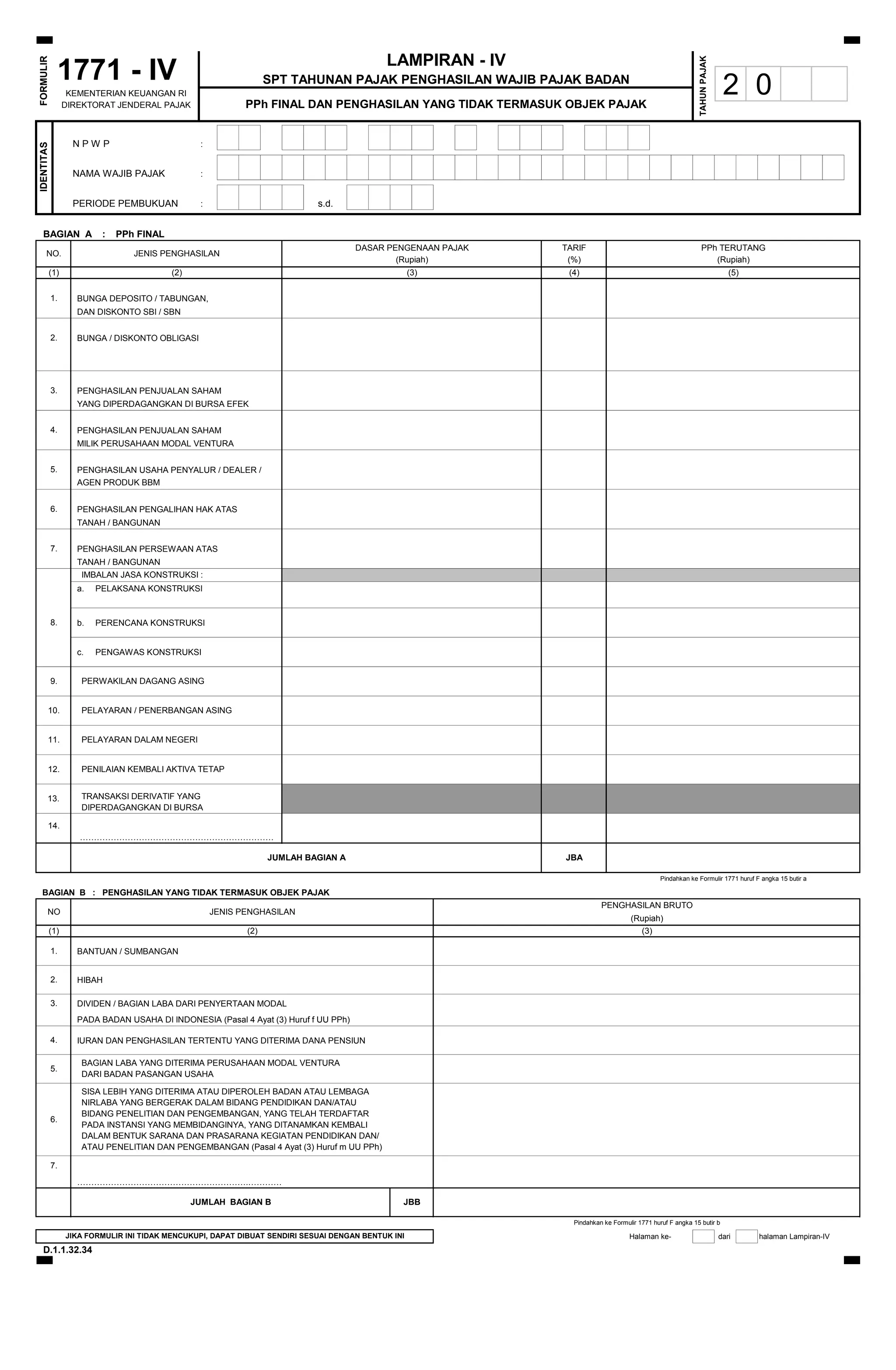Formulir spt 1771 wp badan | PDF