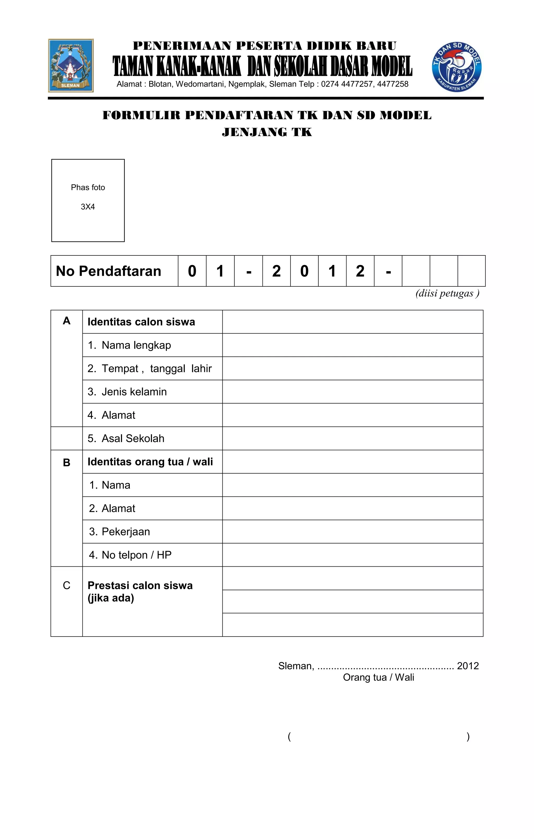 Formulir tk luna | PDF