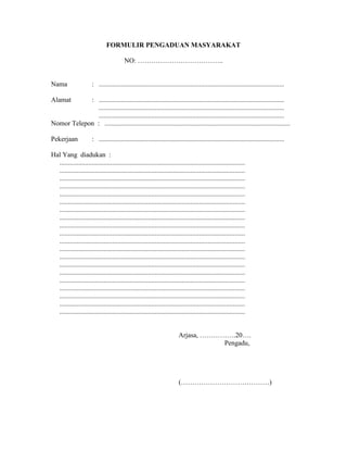Formulis pengaduan | PDF