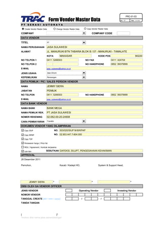 Form vendor master data | PDF