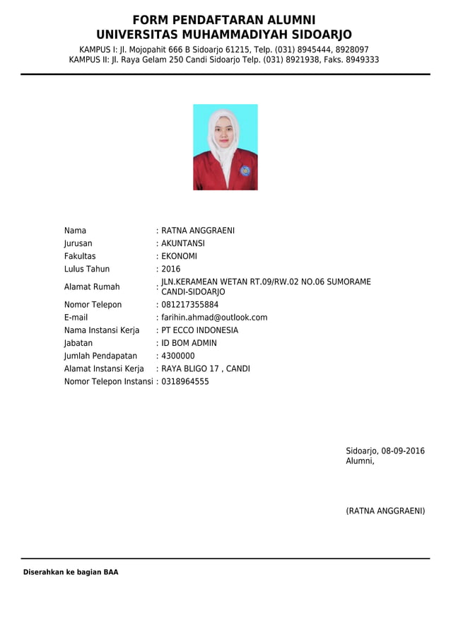 Form wisuda | PDF