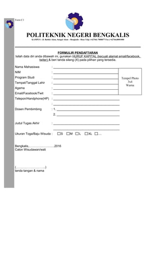 Form wisuda 2016 | PDF