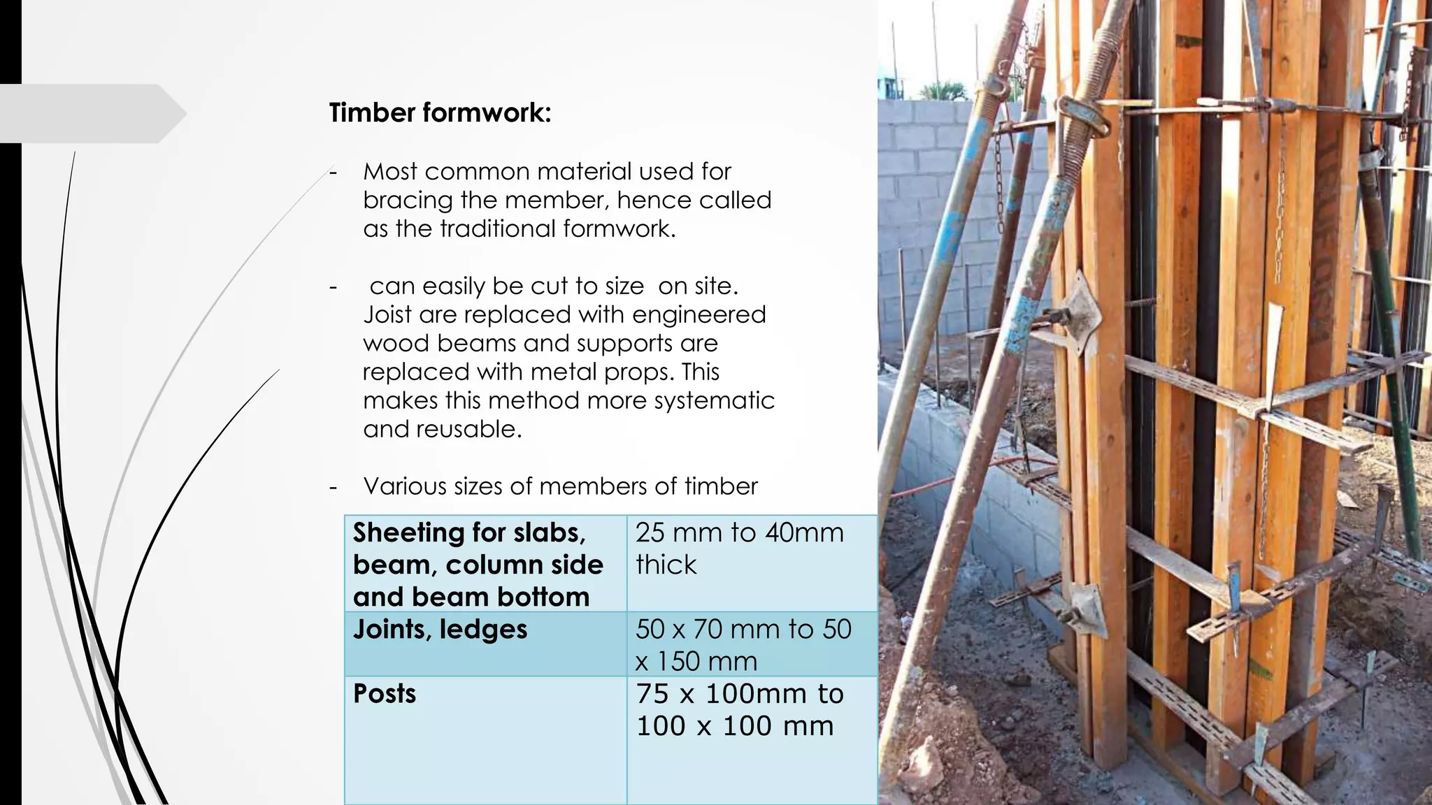 Formwork construction in structures | PPTX