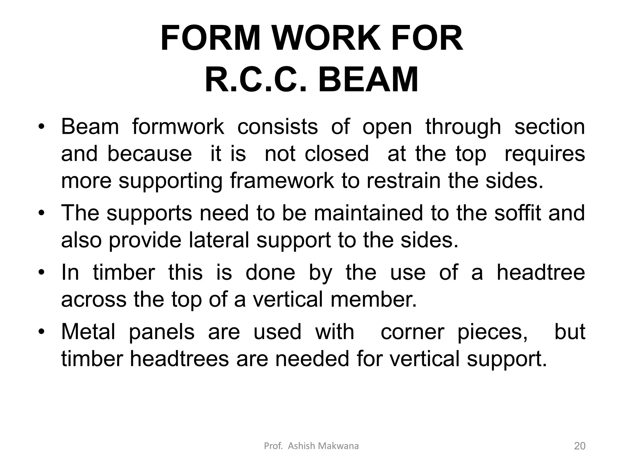 Form work_Advanced Construction Technology (Semester-6), Civil ...