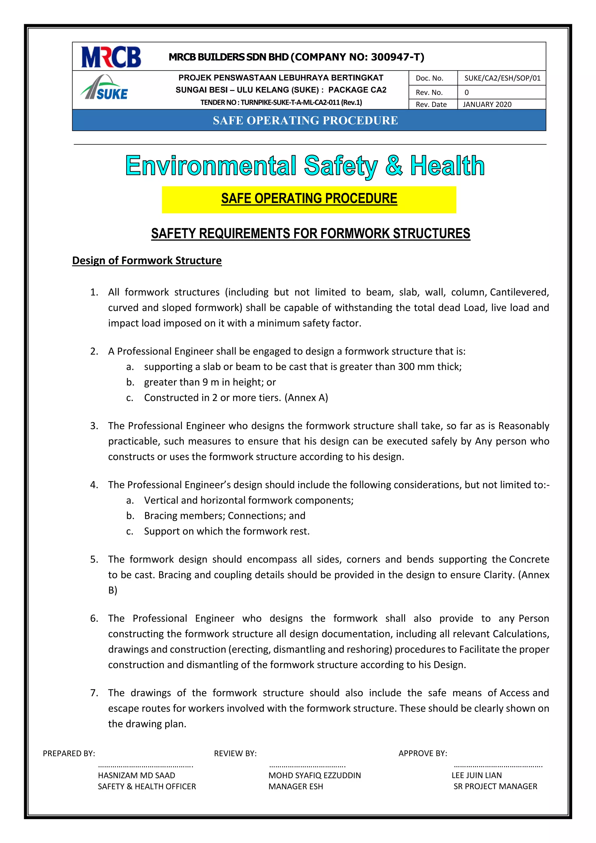 SAFETY REQUIREMENTS FOR FORMWORK STRUCTURES | PDF