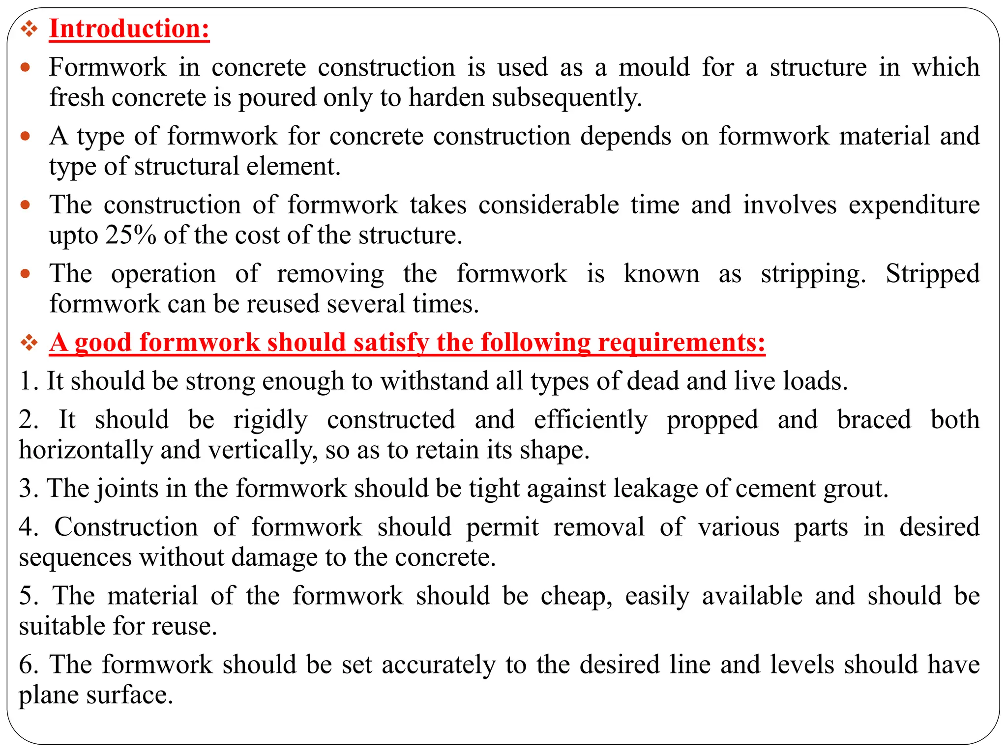formwork and its types used in construction | PDF