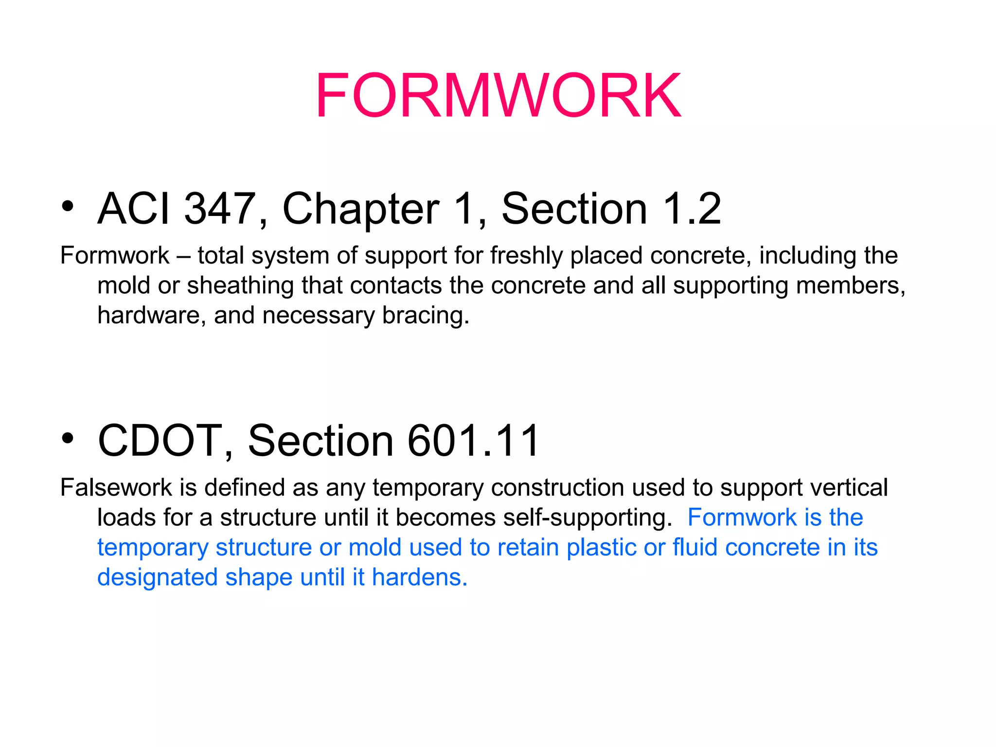 Formwork design vs falsework design key differences | PPT