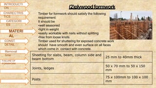 Introduction and types of Form Work in civil engineering | PPTX
