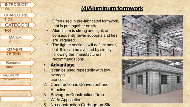 Introduction and types of Form Work in civil engineering | PPTX