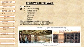 Introduction and types of Form Work in civil engineering | PPTX