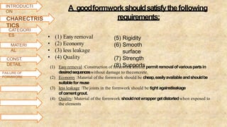 Introduction and types of Form Work in civil engineering | PPTX