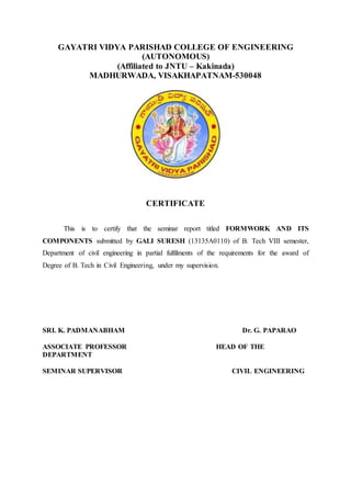 Formwork seminar 2 | DOCX