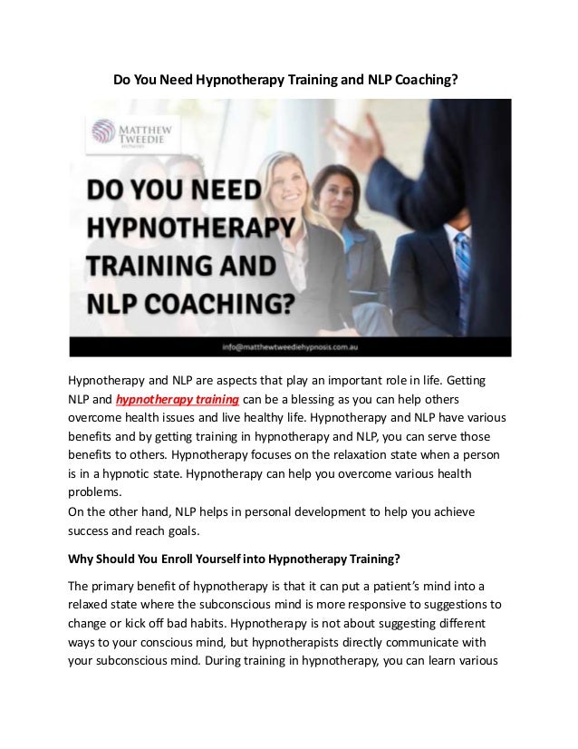Do You Need Hypnotherapy Training and NLP Coaching? | PDF