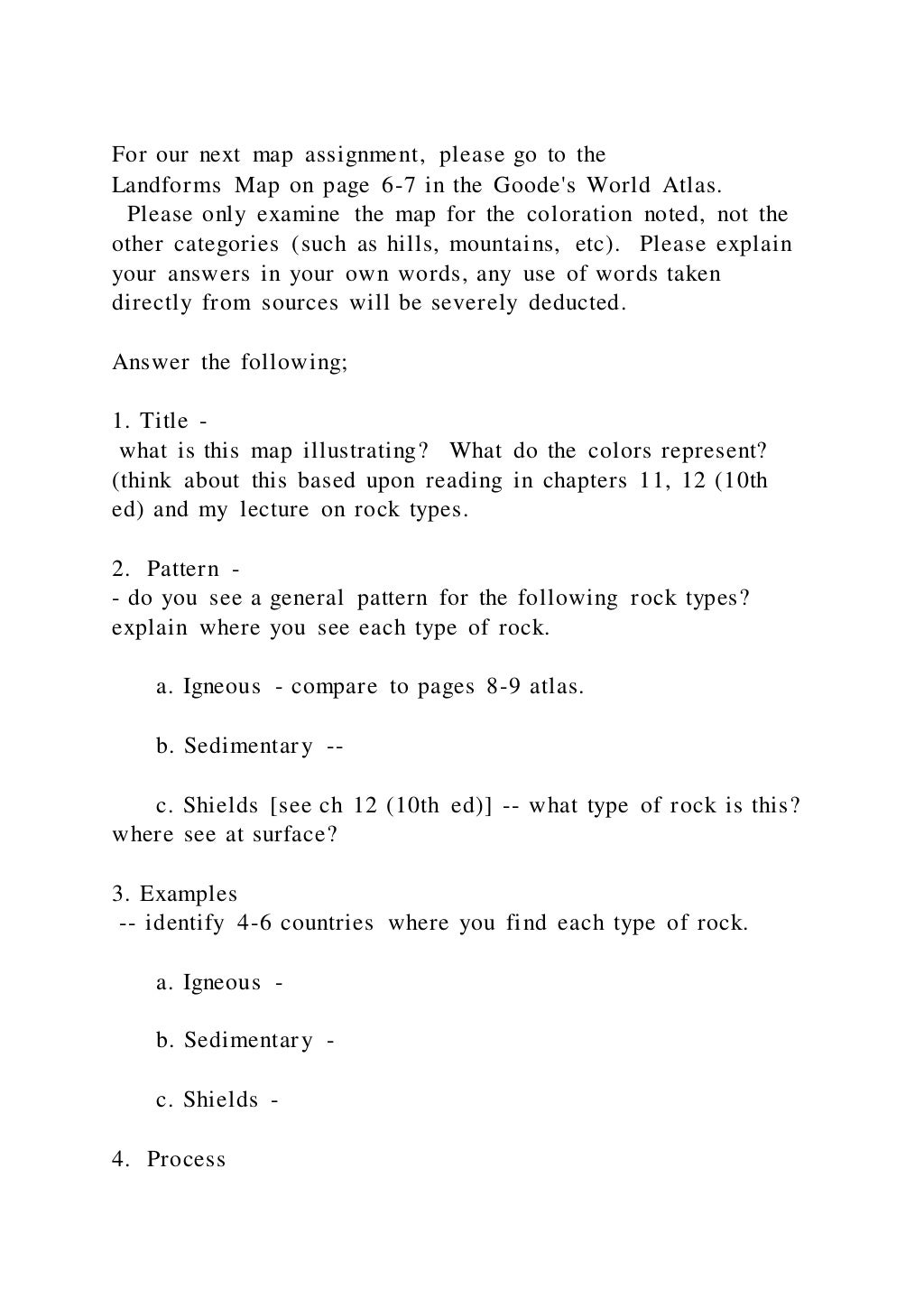 For our next map assignment, please go to the Landforms Map on pag | PDF