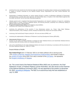 MINISTRY OF STATISTICS AND PROGRAMME IMPLEMENTATION | PDF