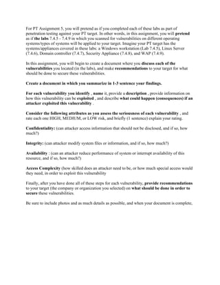 For PT Assignment 5- you will pretend as if you completed each of thes.pdf | Operating Systems ...