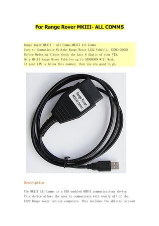 Range Rover MKIII- ALL COMMS | PDF