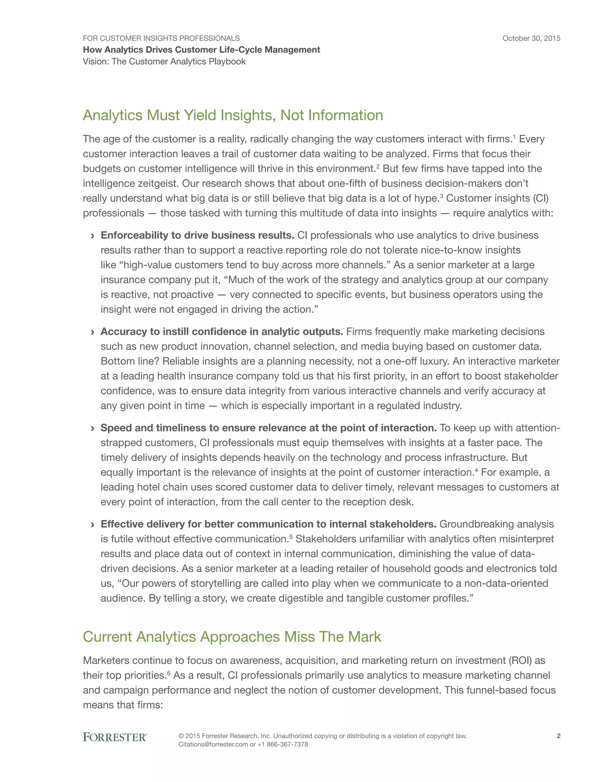 Forrester analytics-drives-customer-life-cycle-management-108033 | PDF | Marketing and ...