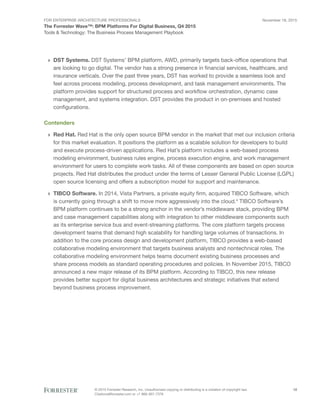 Forrester Wave | BPM Platforms for digital business 2015 | PDF