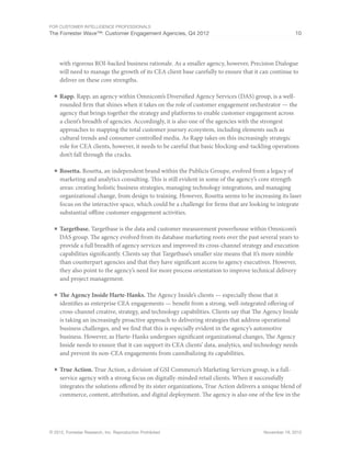 Forrester: Customer Engagement Agencies, Report Q4 2012 | PDF